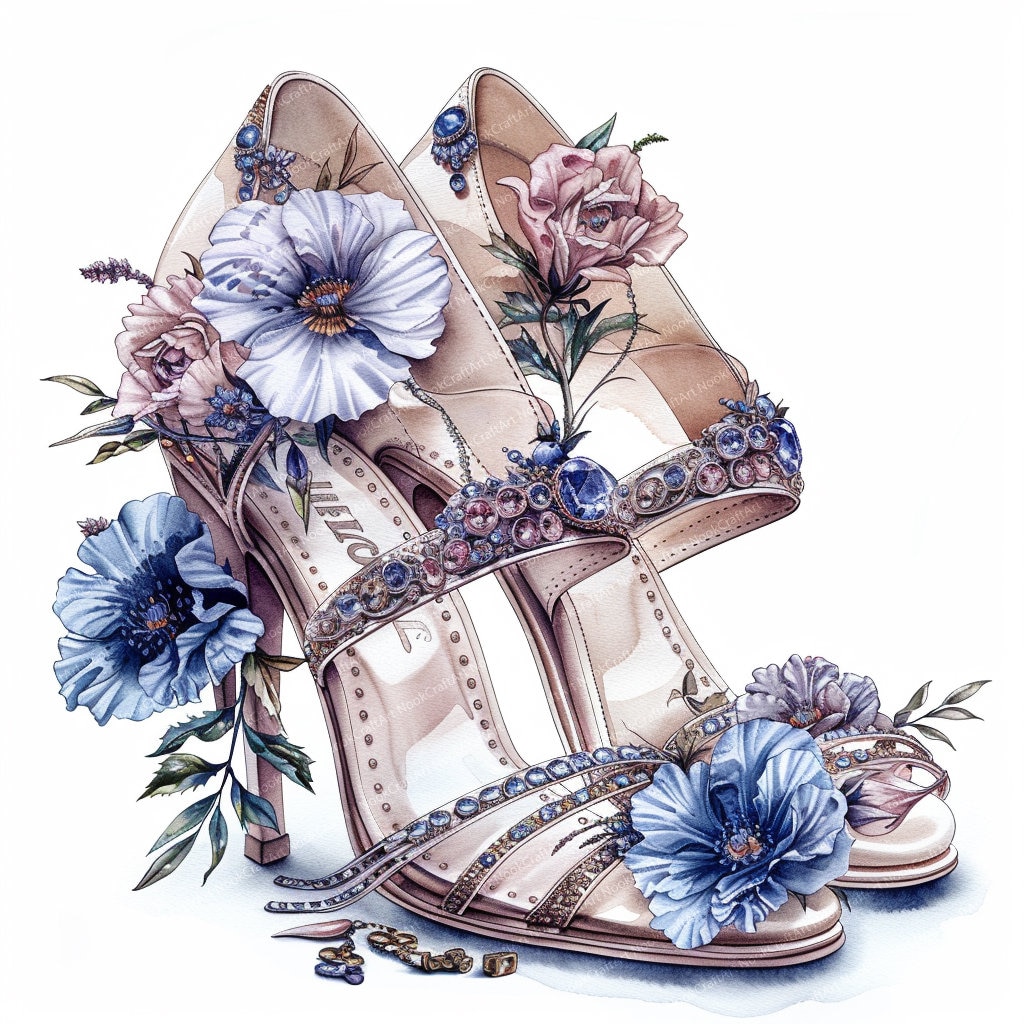 20 Floral Prom Shoes Clipart High Heels Clipart Digital Clipart ...