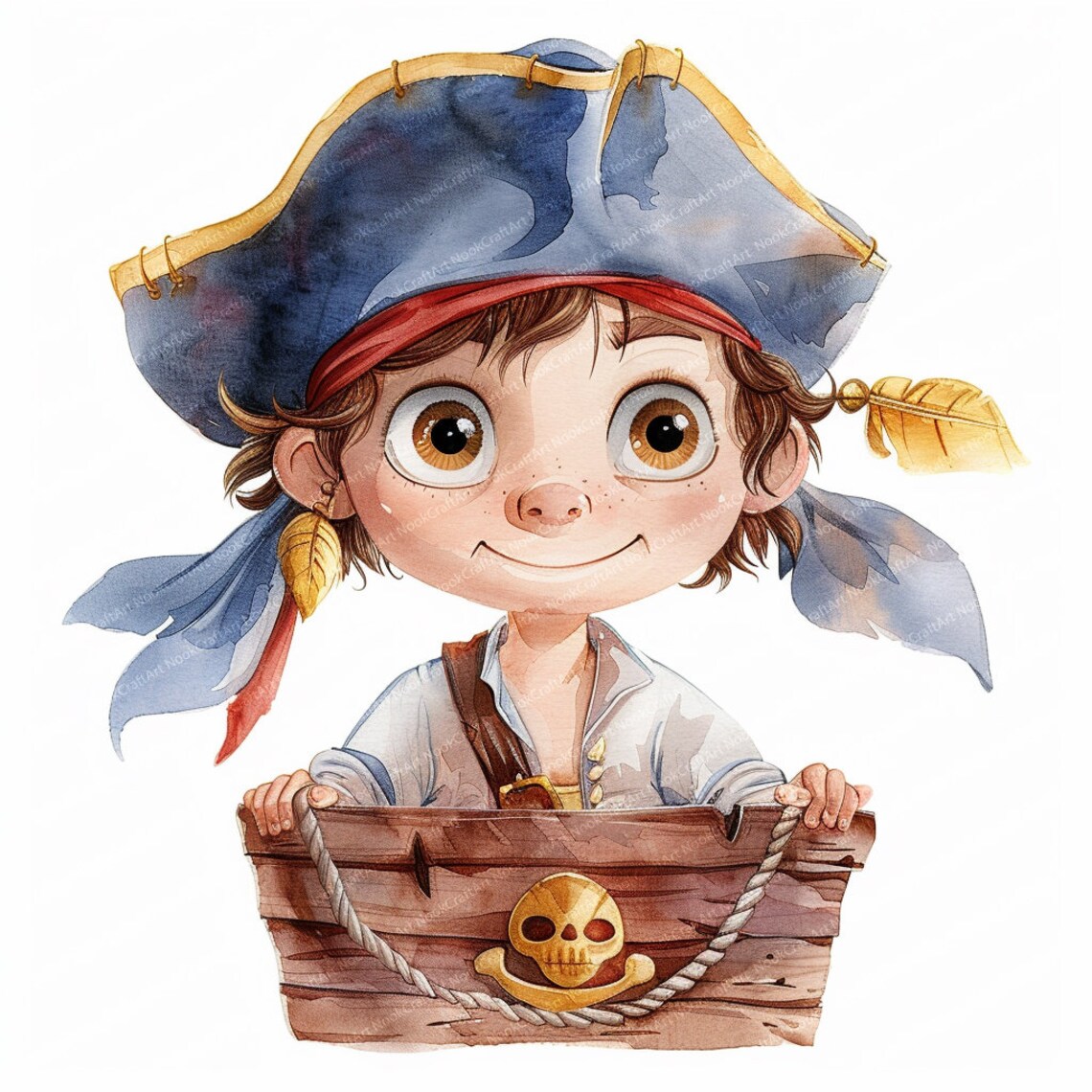 14 Cartoon Pirates Clipart Cute Pirates Print Printable Watercolor ...