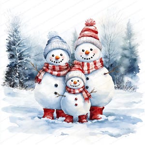 17 Snowman Family Clipart | Christmas Clipart | Printable Watercolor ...