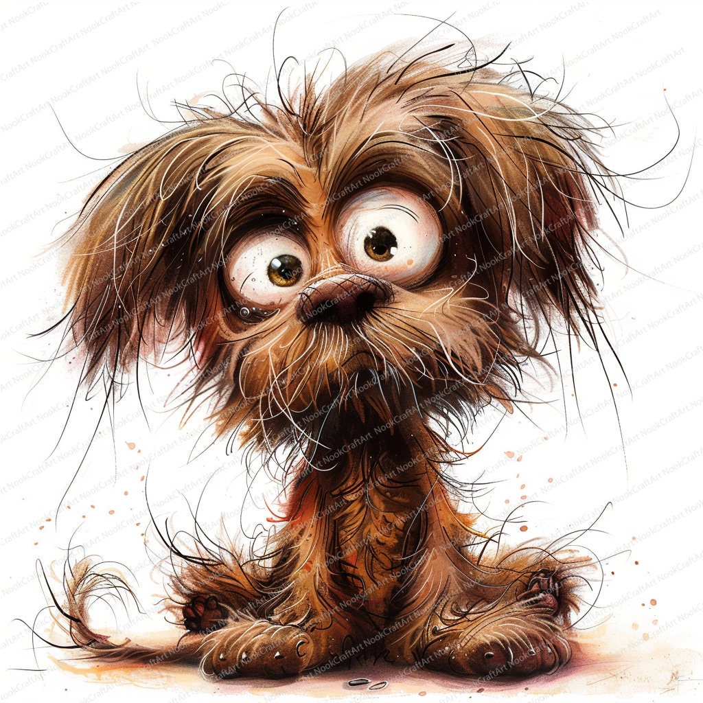 Frazzled Dog Clip Art 12 High Res Watercolor Printable Watercolor ...