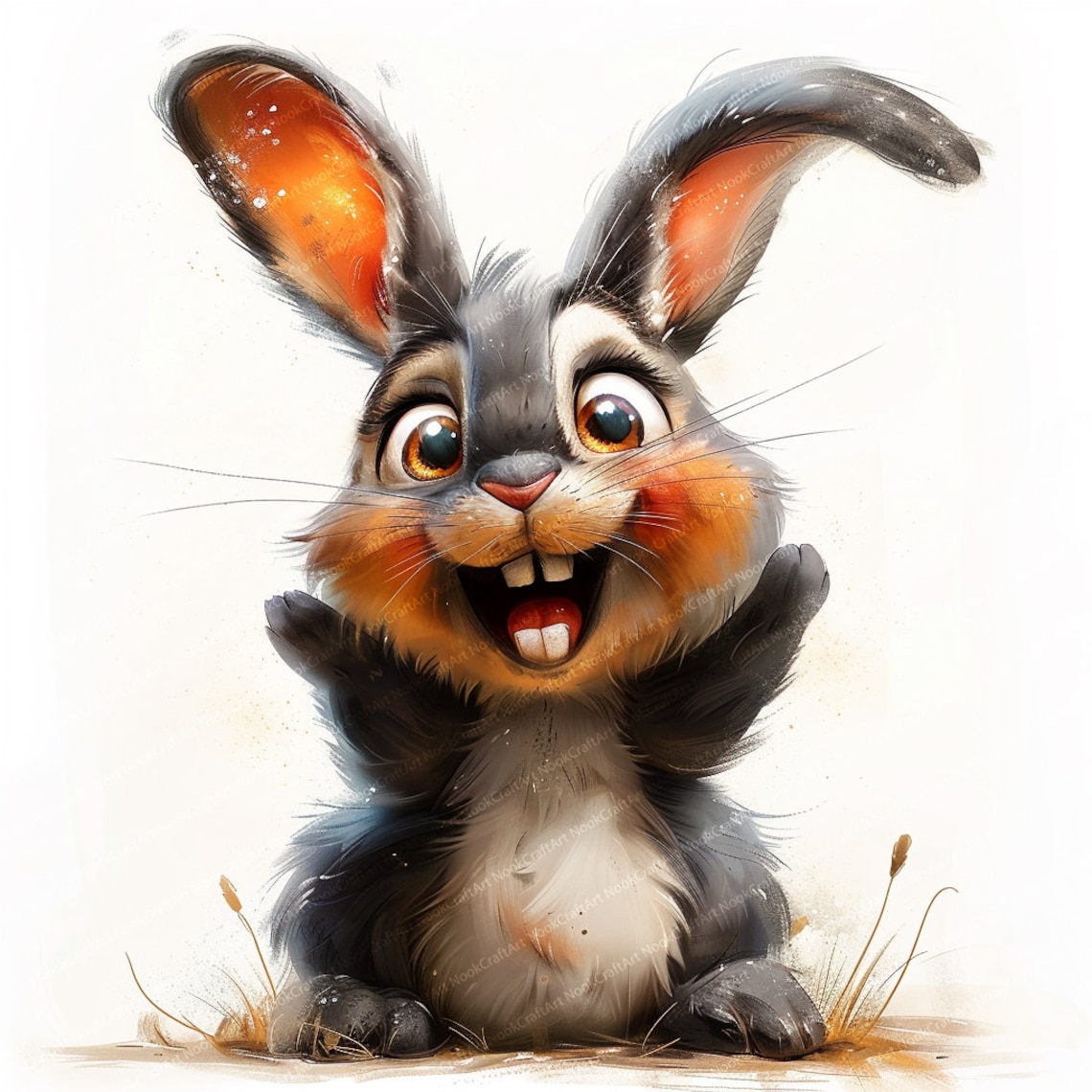 12 Hare Clipart | Happy Hares | Printable Watercolor Clipart Rabbit ...