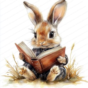 17 Bunny Reading Book Clipart | Cute Bunny Clipart | Printable ...
