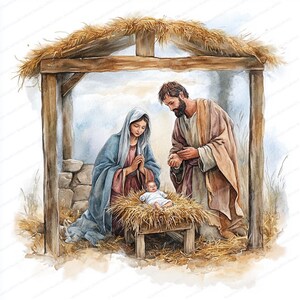 20 Watercolor Christmas Nativity Scene Clipart | Baby Jesus Clip Art ...