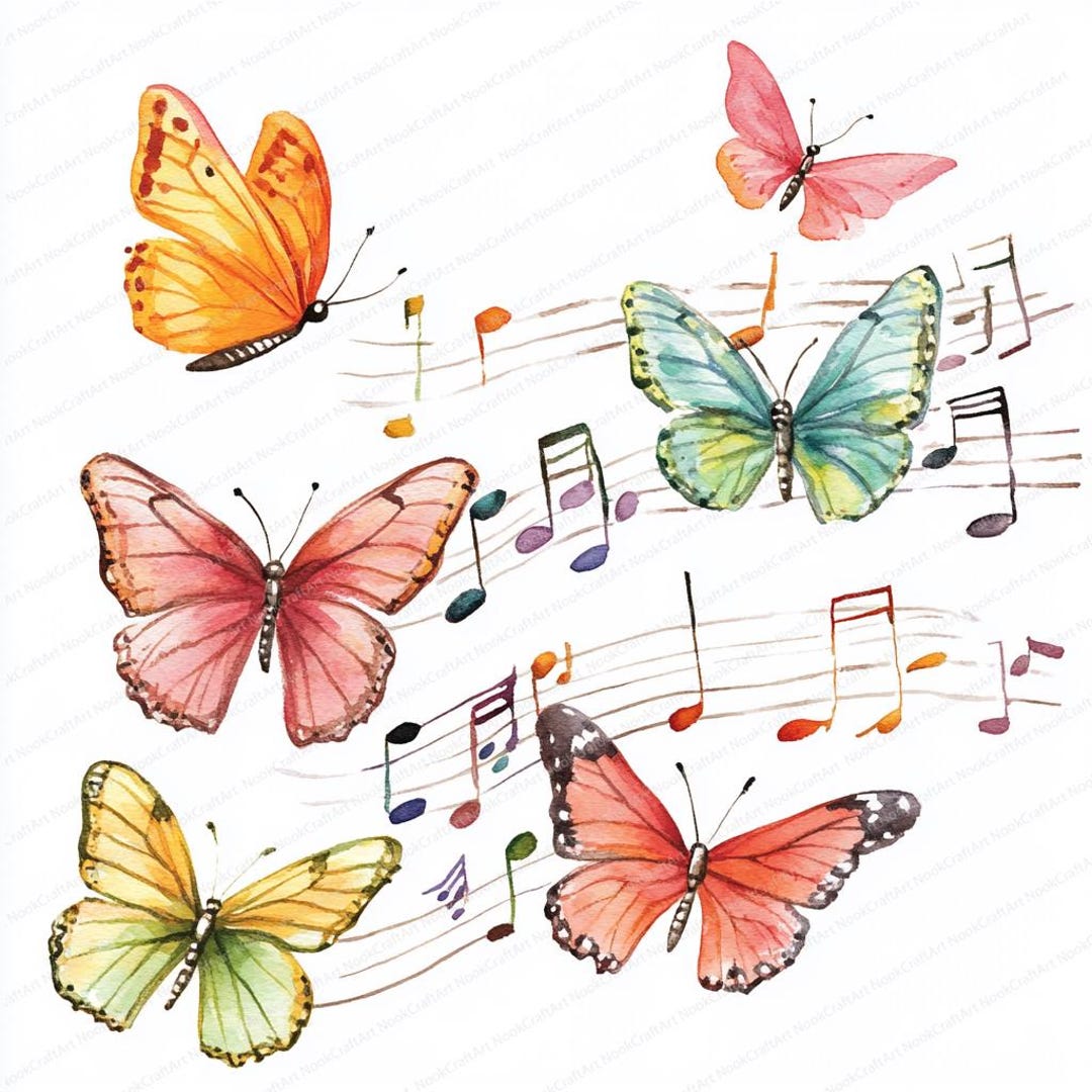 14 Notes With Butterflies Clipart | Musical Whimsy | Printable ...