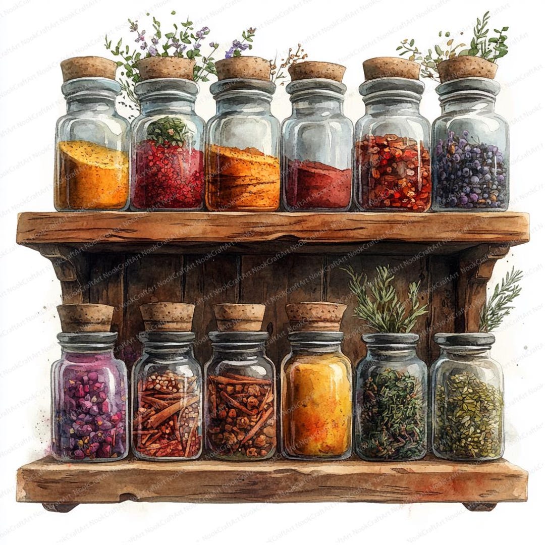 20 Spice Jar Clipart Collection | Culinary Graphics for Creative ...
