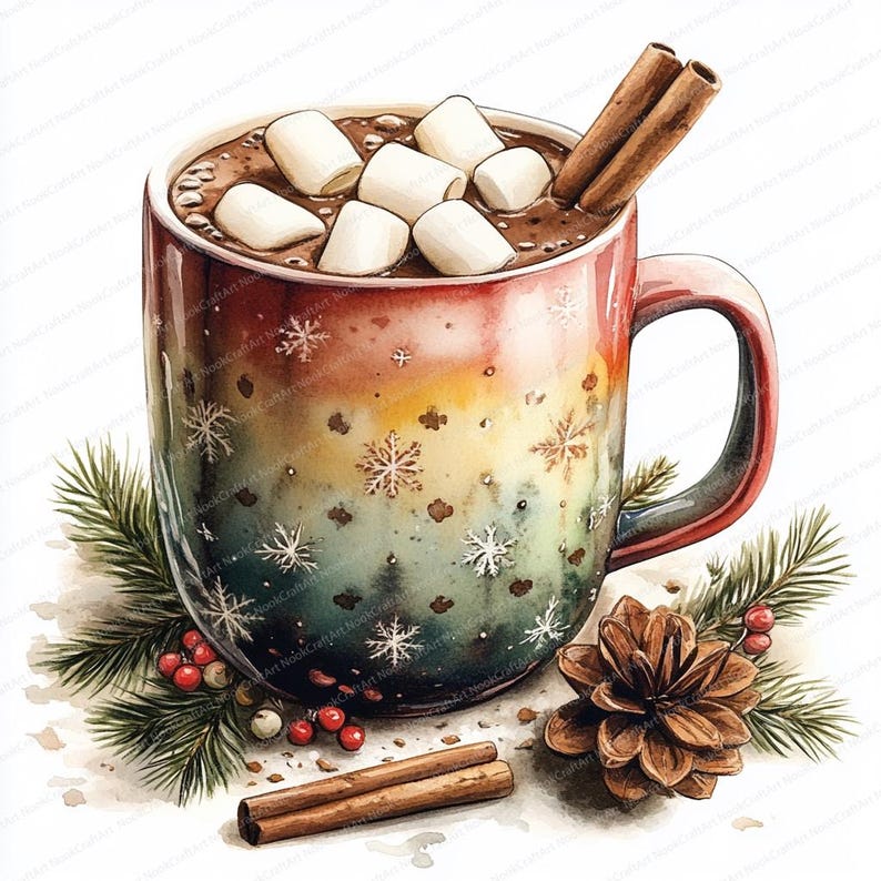 18 Hot Chocolate Mug Clipart | Cozy Winter Drink Illustration ...