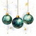 20 Christmas Card Clipart | Green and Gold Baubles Design | Printable ...