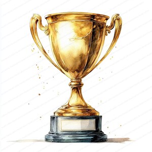 18 Golden Trophy Clipart | Award Cup Clip Art | Printable Watercolor ...
