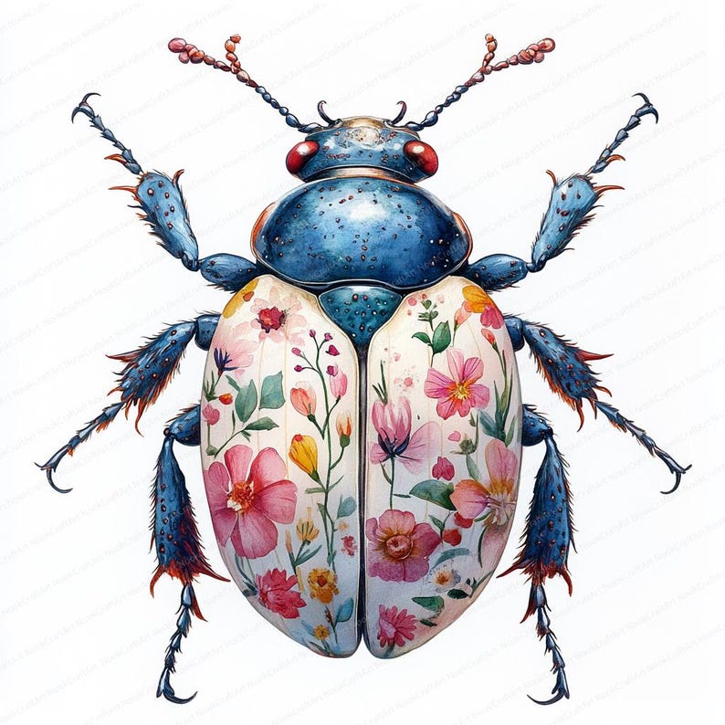 18 Floral Beetle Insect Clipart Printable Watercolor Clipart High ...