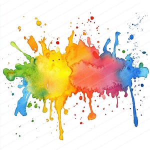 20 Color Splash Clipart | Vibrant Paint Splashes | Printable Watercolor ...