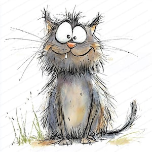 20 High Quality Designs of Crazy Cats Clipart | Printable Watercolor ...
