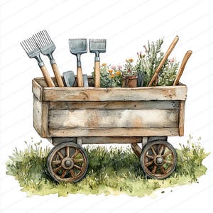 19 Garden Tools Clipart Set | Wheelbarrow and Gardening Supplies ...