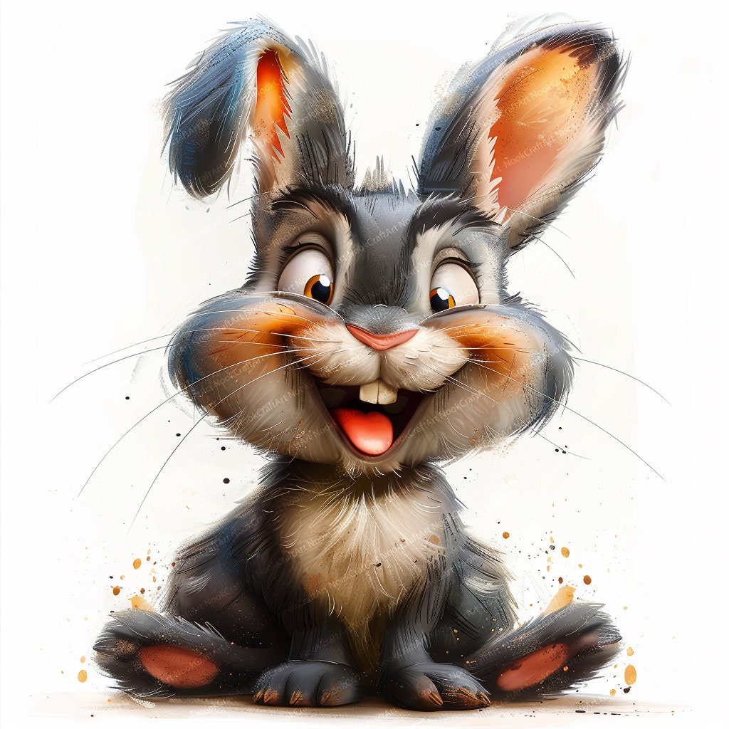 12 Hare Clipart Happy Hares Printable Watercolor Clipart Rabbit High ...