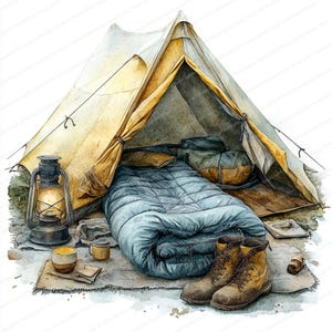 20 Camping Tent Sleeping Bag Clipart | Outdoor Adventure Camping ...