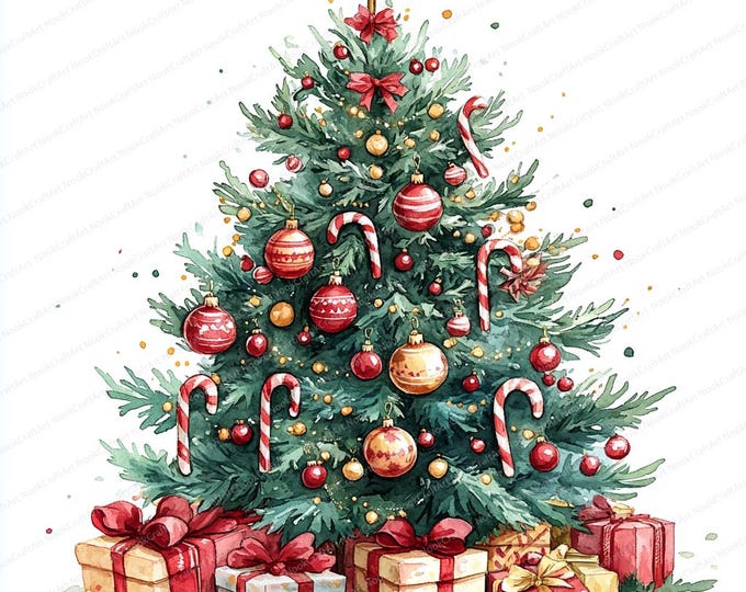 24 Gifts Under Tree Clipart | Christmas Presents | Printable Watercolor ...