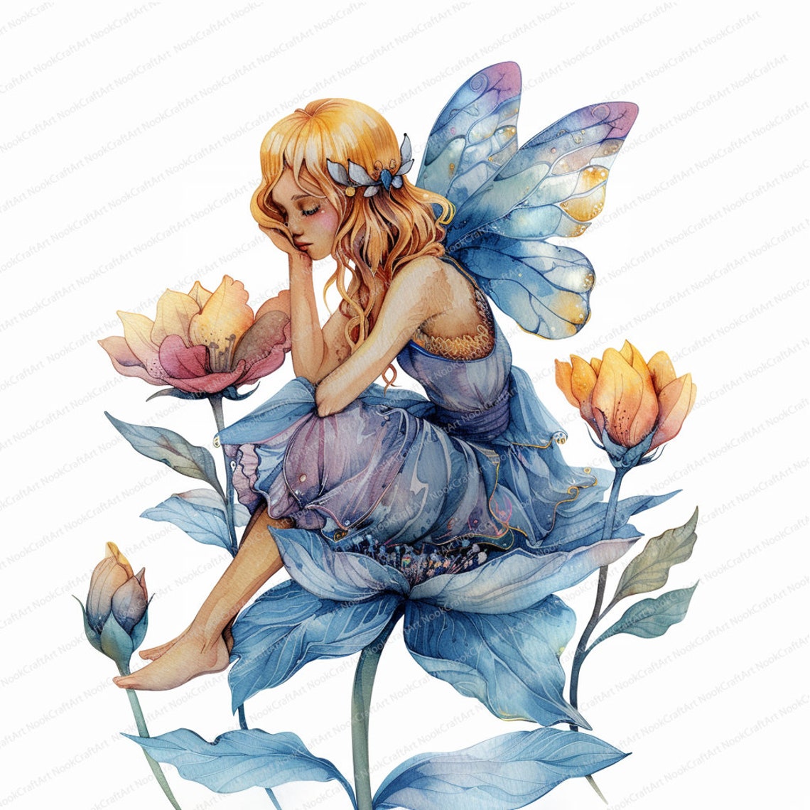 12 Spring Fairy Clipart Bundle | Fairy in Flowers | Printable ...