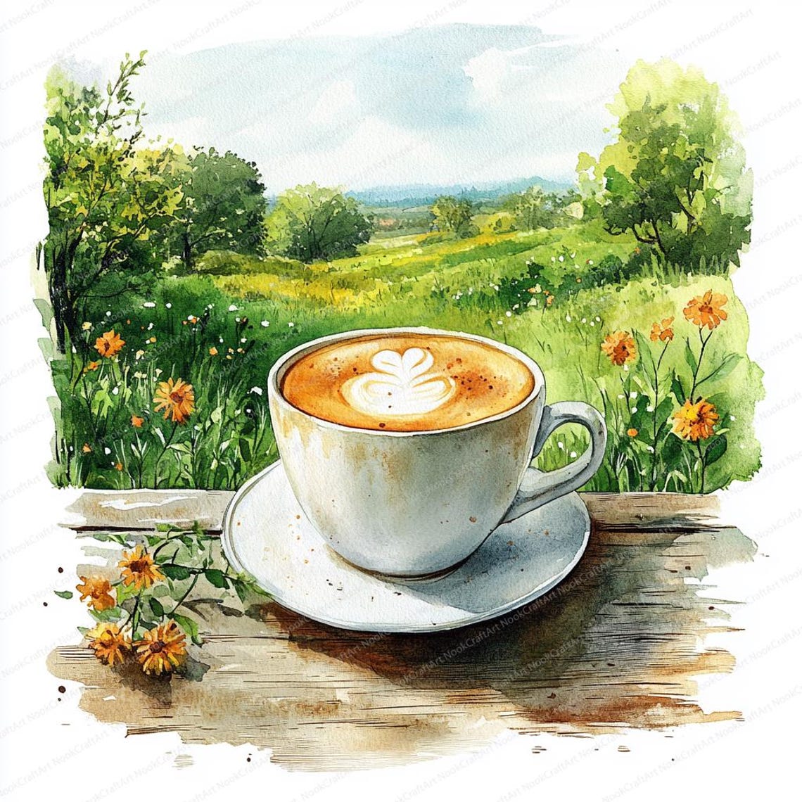 22 Spring Garden Coffee Clipart | Morning Brew With Garden View ...