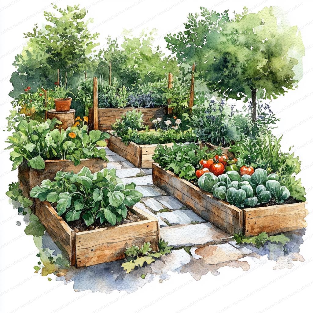 20 Vegetable Garden Clipart Set | Homegrown Greenery and Blooms ...