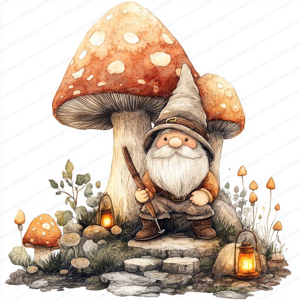 23 Garden Gnome Clipart | Whimsical Gardening Illustrations | Printable ...
