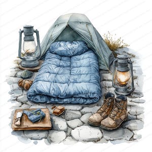 20 Camping Tent Sleeping Bag Clipart | Outdoor Adventure Camping ...