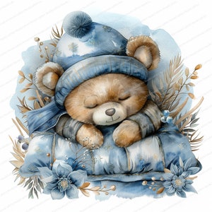 17 Teddy Bear Clipart | Sleepy Teddy Bears | Printable Watercolor ...