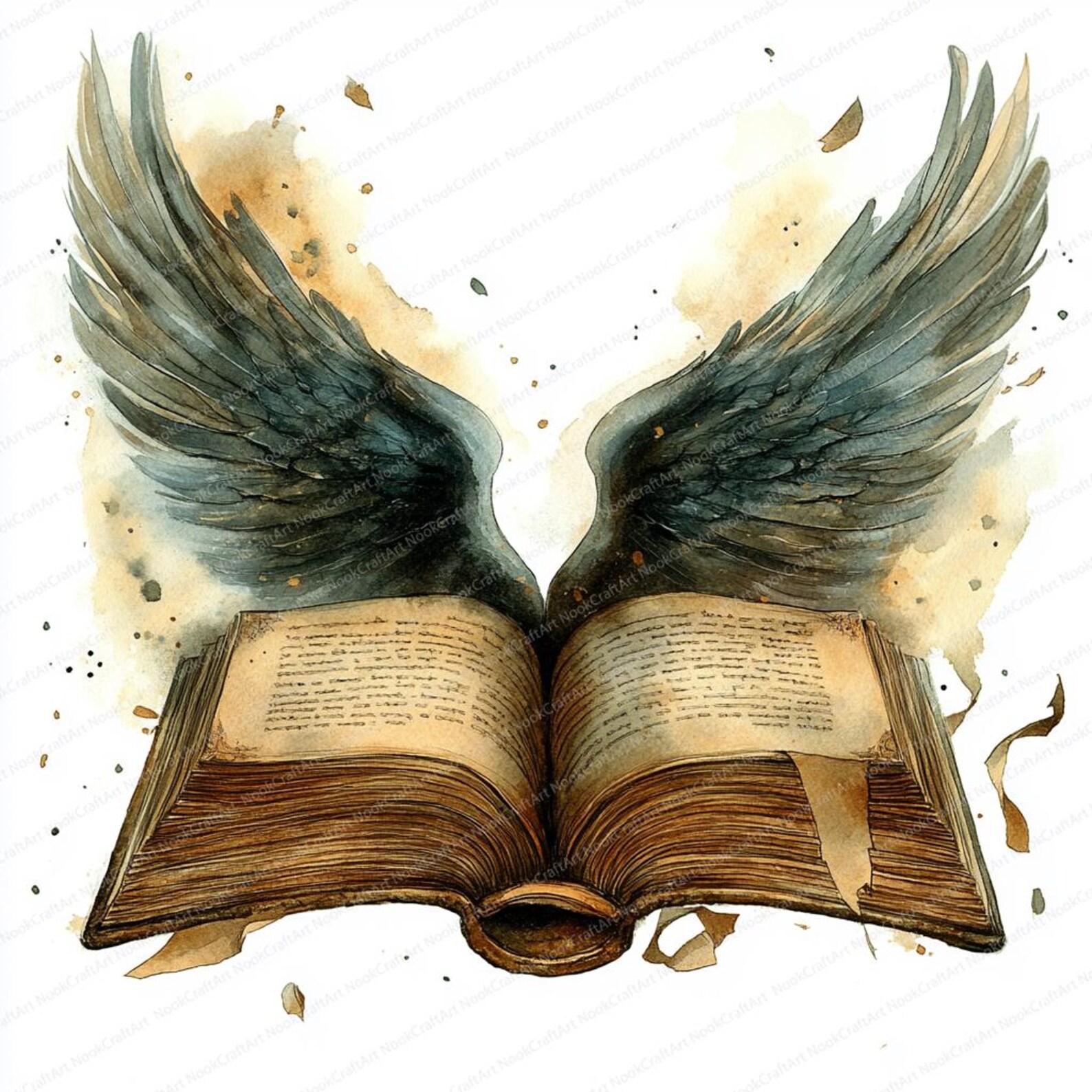 15 Book Wings Clipart | Enchanted Reading Graphics | Printable ...