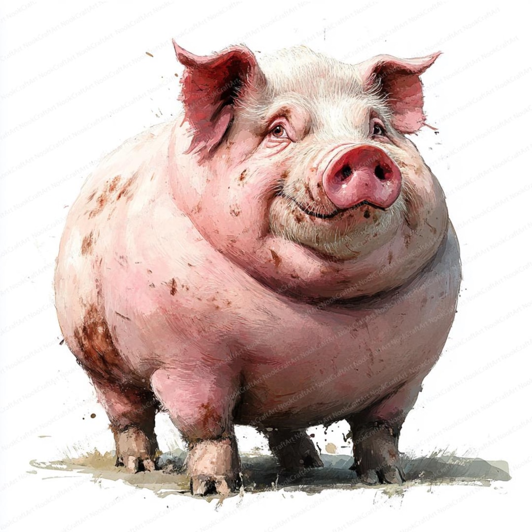 15 Clipart of Fat Pigs | Big Pigs | Printable Watercolor Clipart | High ...