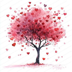 14 Heart Shape Leaves Love Tree Clipart | Romantic Nature Art Design ...