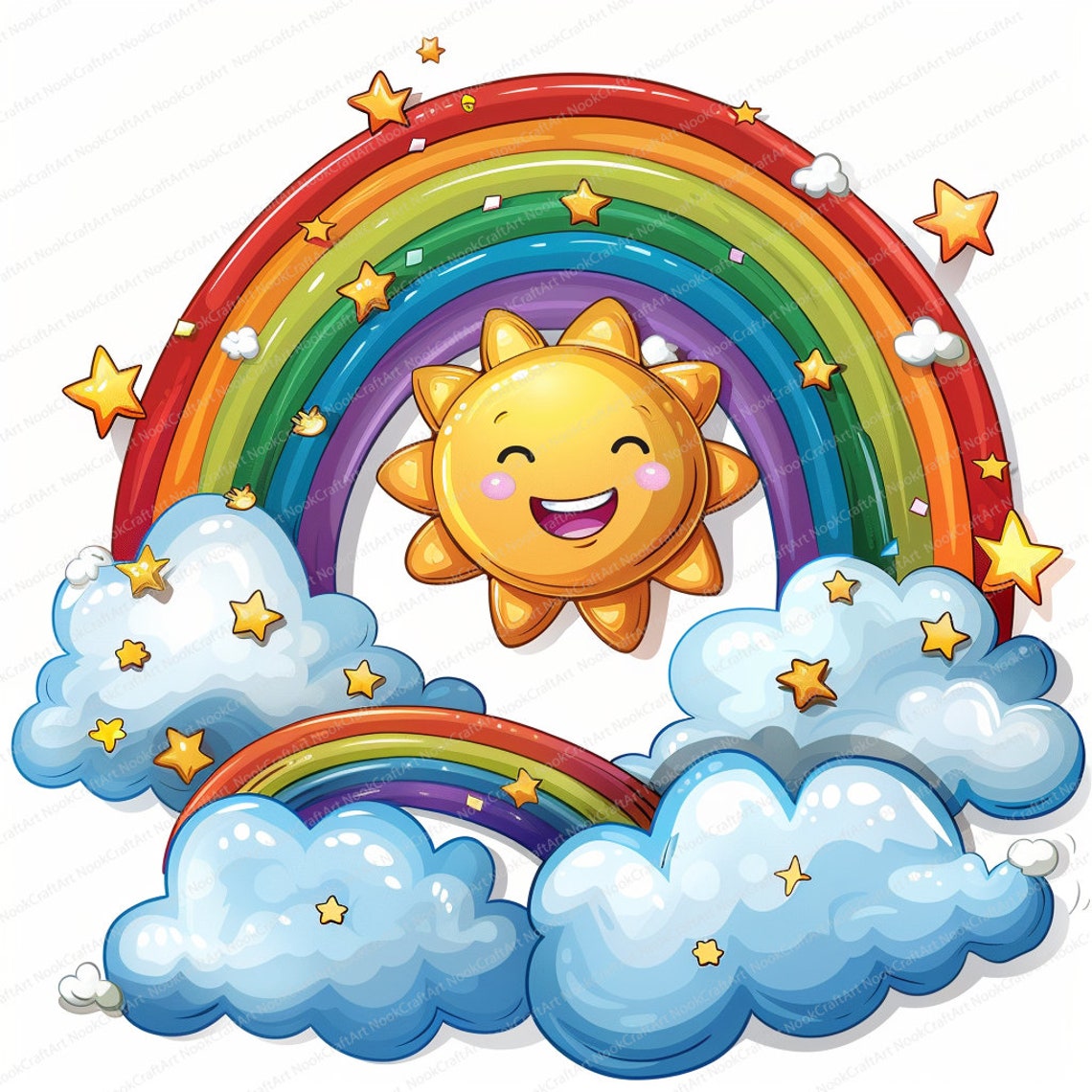 12 Sun and Rainbow Clipart | Sun and Rainbow Illustrations | Digital ...