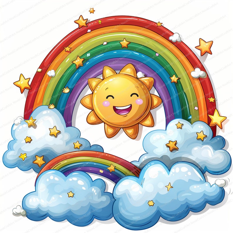 12 Sun and Rainbow Clipart Sun and Rainbow Illustrations Digital Clipart High Quality Jpgs ...