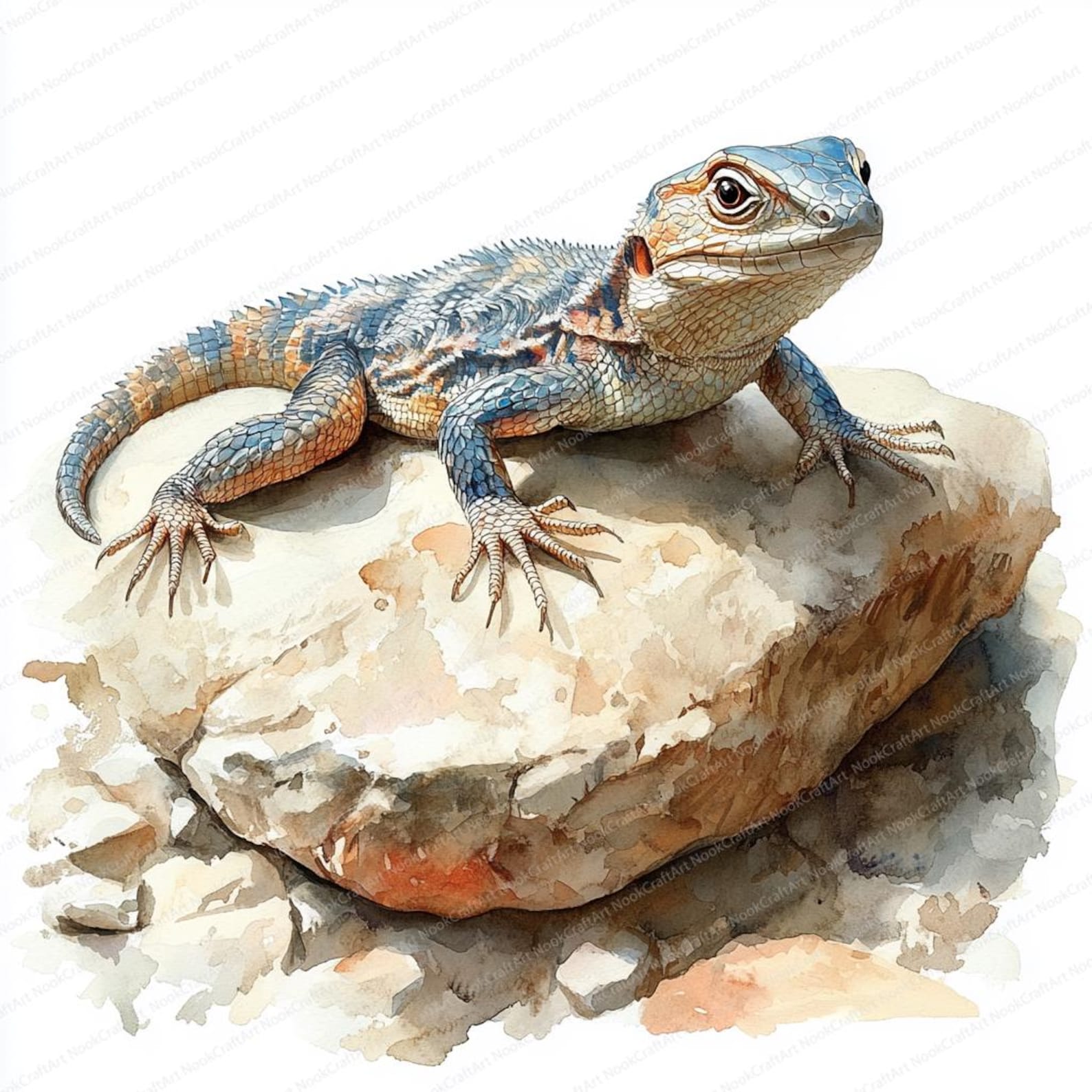 21 Lizard on a Rock Clipart | Nature Reptile Digital Art | Printable ...