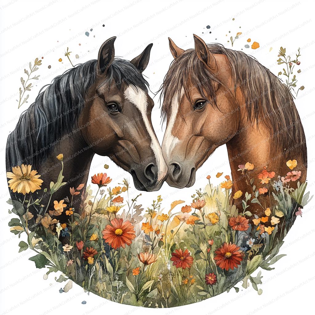 18 Horse Nose Nuzzle Clipart | Two Horses in Affection Art | Printable ...
