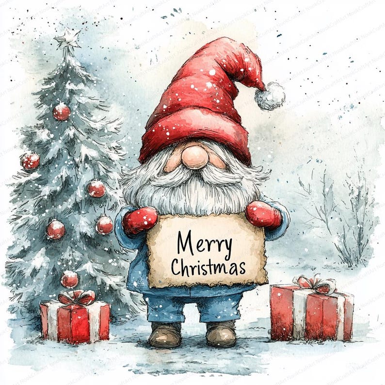 17 Gnome Christmas Clipart Set | Cute Holiday Gnome Illustrations ...
