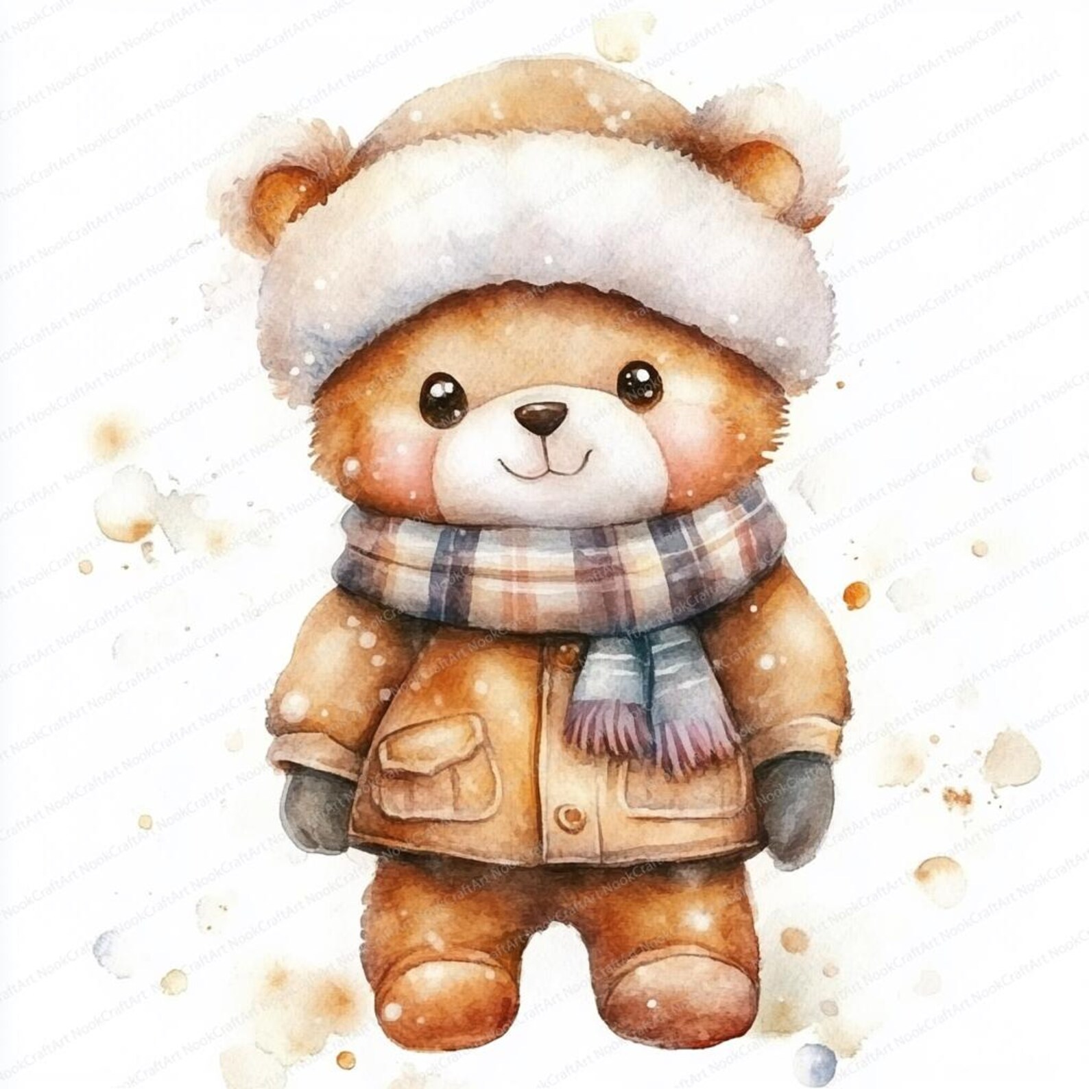 20 Winter Teddy Bear Clipart | Christmas Bear | Printable Watercolor ...