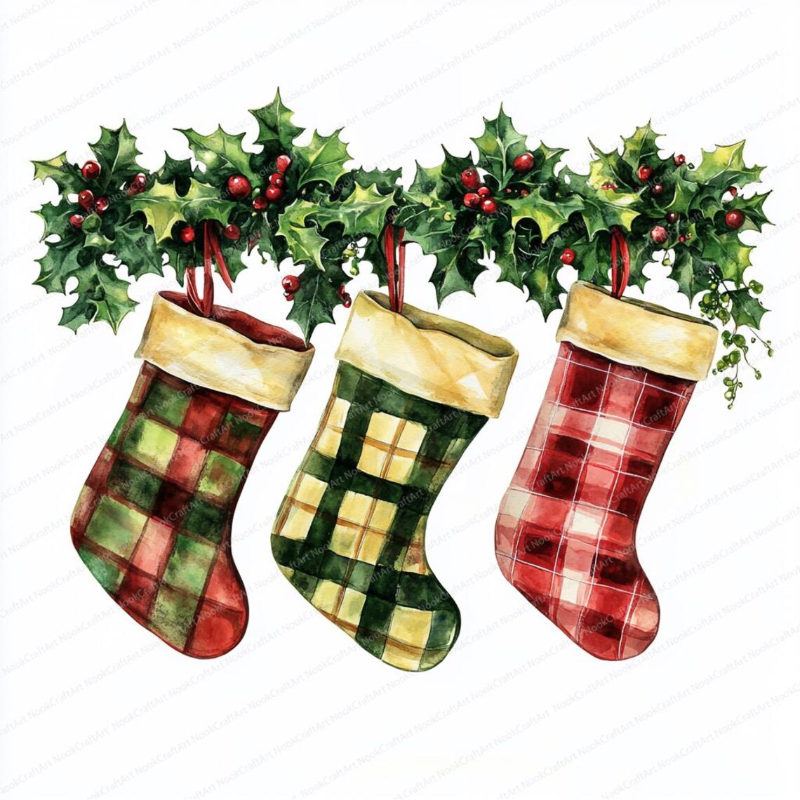 16 Christmas Stockings Clipart Bundle | Holiday Stockings | Printable ...