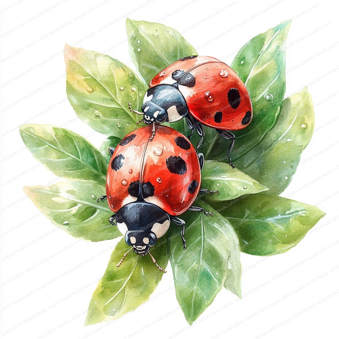 20 Ladybug Leaf Clipart | Whimsical Nature Illustrations| Printable ...