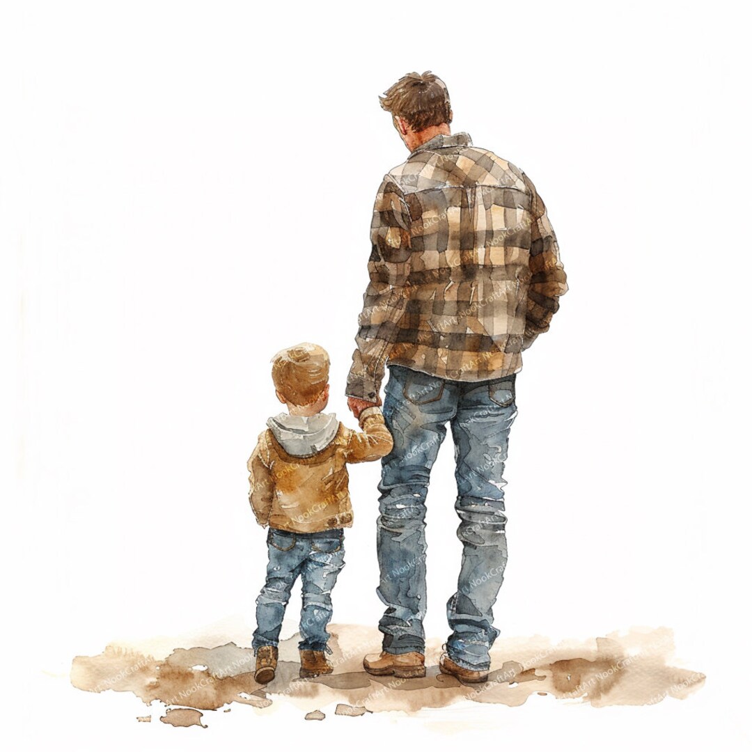 Father and Son 15 Cliparts, Father's Day, Printable Watercolor Clipart ...