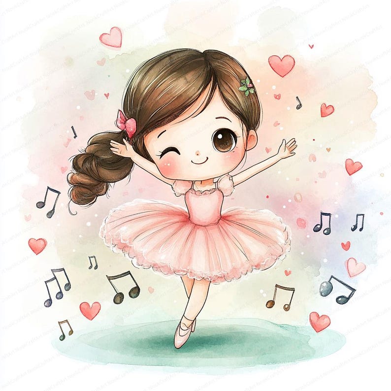 18 Cute Ballerina Clipart | Whimsical Ballerina | Printable Watercolor ...