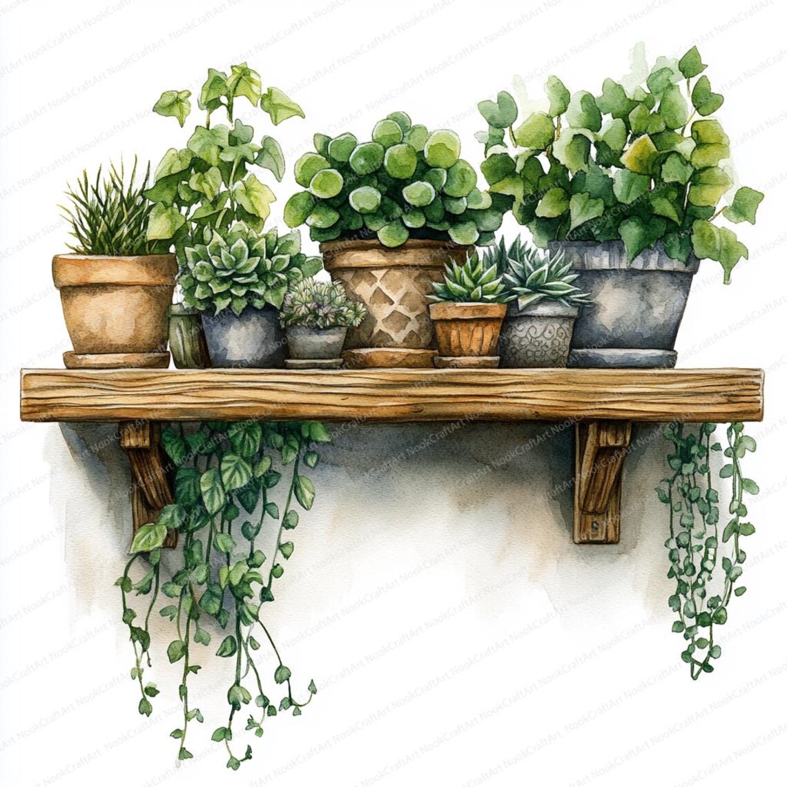 24 Indoor Plants Clipart Set | Shelf Greenery Illustrations | Printable ...