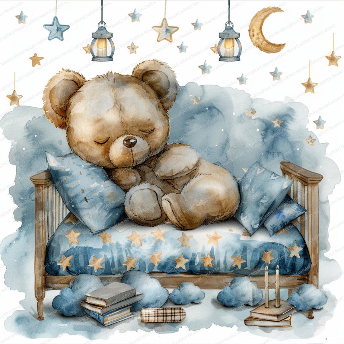 17 Teddy Bear Clipart Sleepy Teddy Bears Printable Watercolor Clipart ...