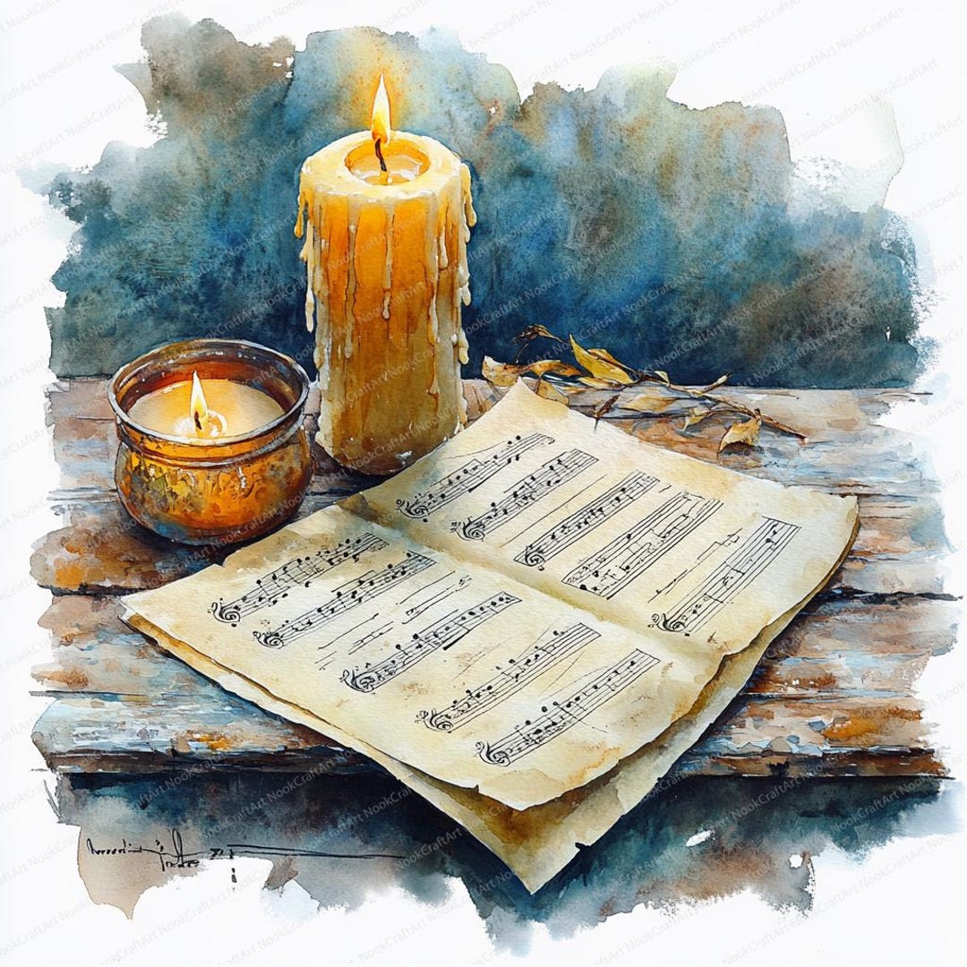 20 Musical Notes Candle Clipart | Sheet Music With Candlelight ...