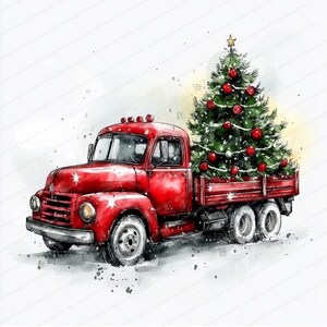 18 Red Christmas Truck Clipart | Festive Truck Art | Printable Clipart ...