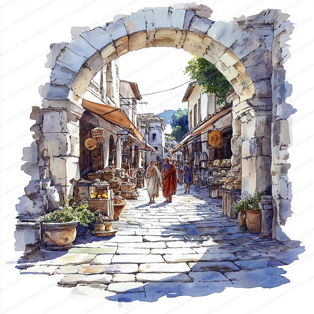 24 Ancient Roman Street Clipart | Cobblestone Pathway Illustration ...