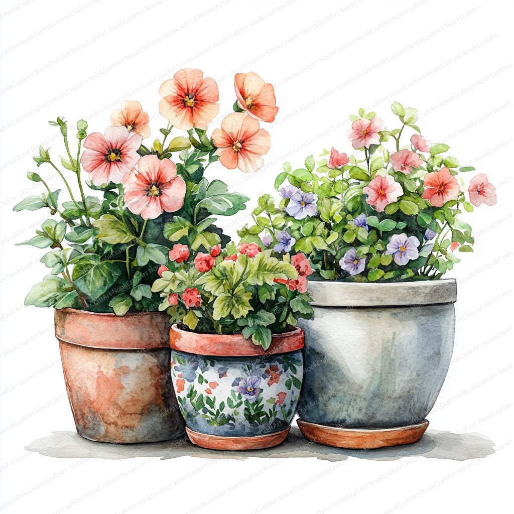 20 Flower Pot Clipart Collection | Artistic Plant Container ...