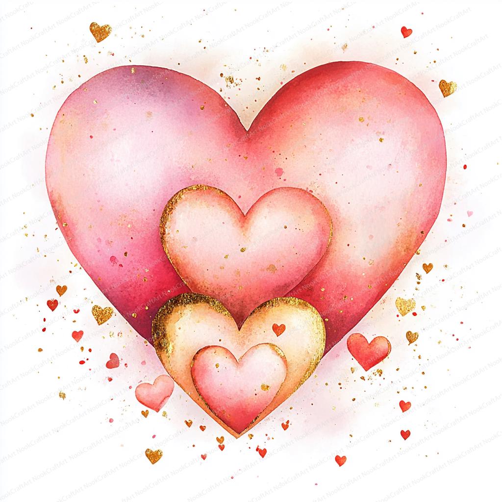 20 Cute Heart Clipart | Valentine’s Day Designs | Digital Watercolor ...