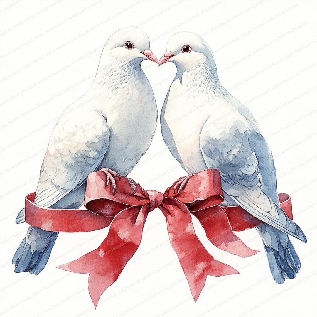 17 Doves With Ribbon Clipart | Elegant Wedding Graphic Design ...