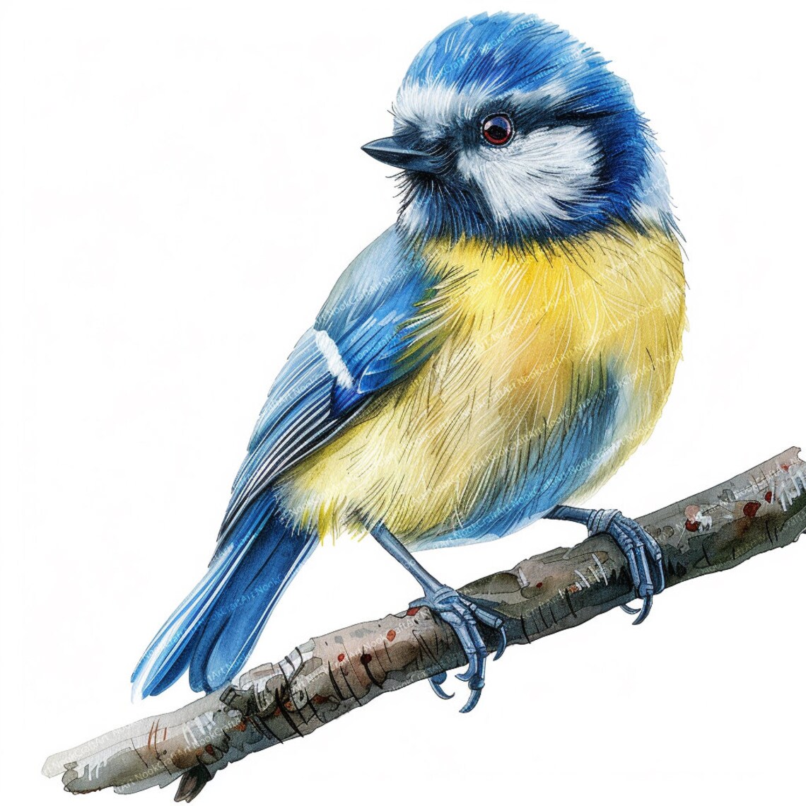 10 Blue Tit Bird Clipart Eurasian Blue Tit Printable Watercolor Clipart ...