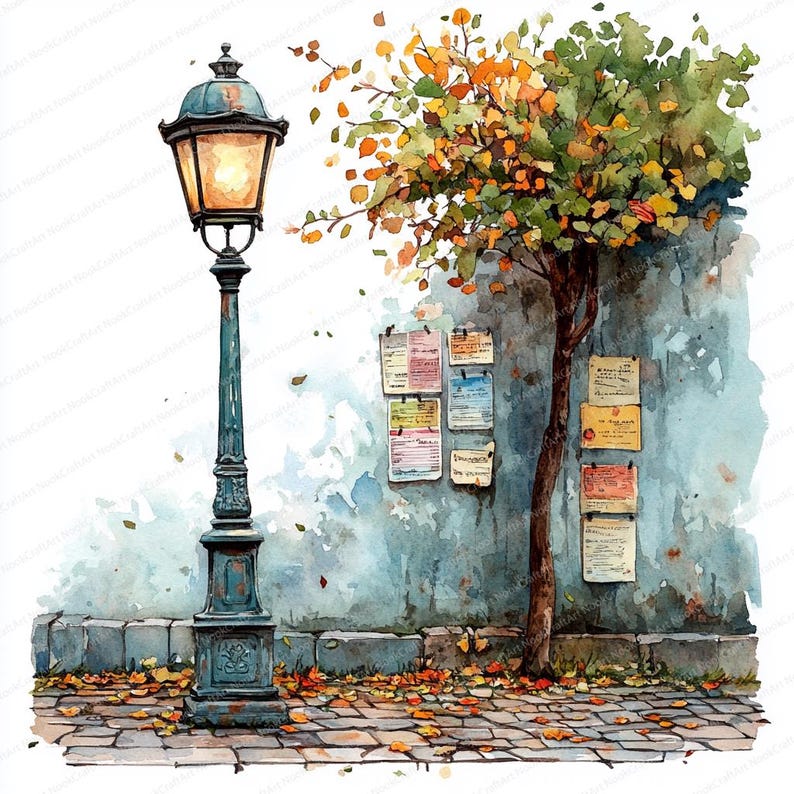 22 Streetlamp Ad Poster Clipart | Urban Marketing Decor Elements ...