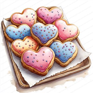 20 Heart-shaped Cookies Clipart | Romantic Dessert Graphics| Printable ...