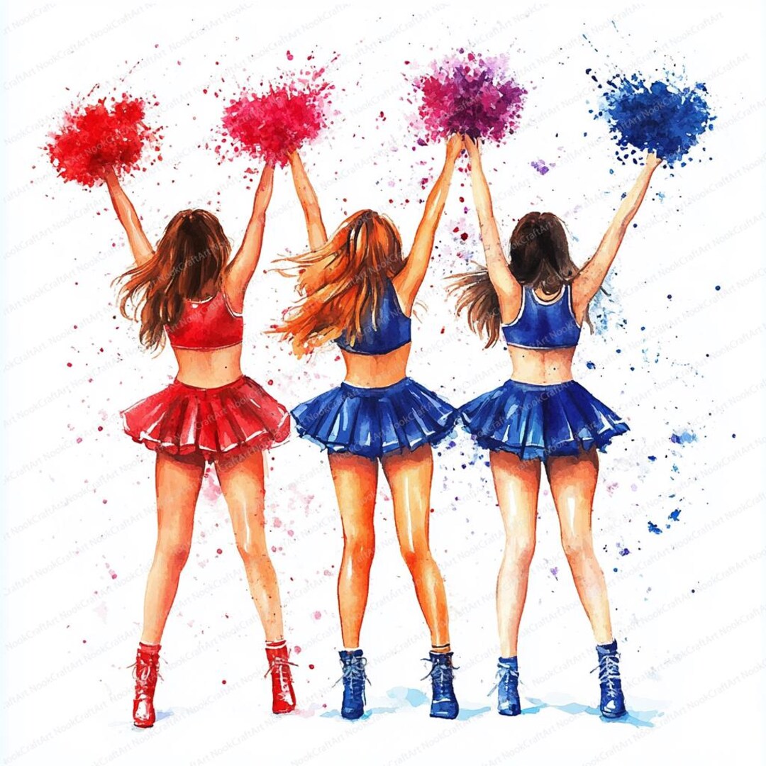 16 Cheerleaders Clipart | High Quality Jpgs | Digital Download ...